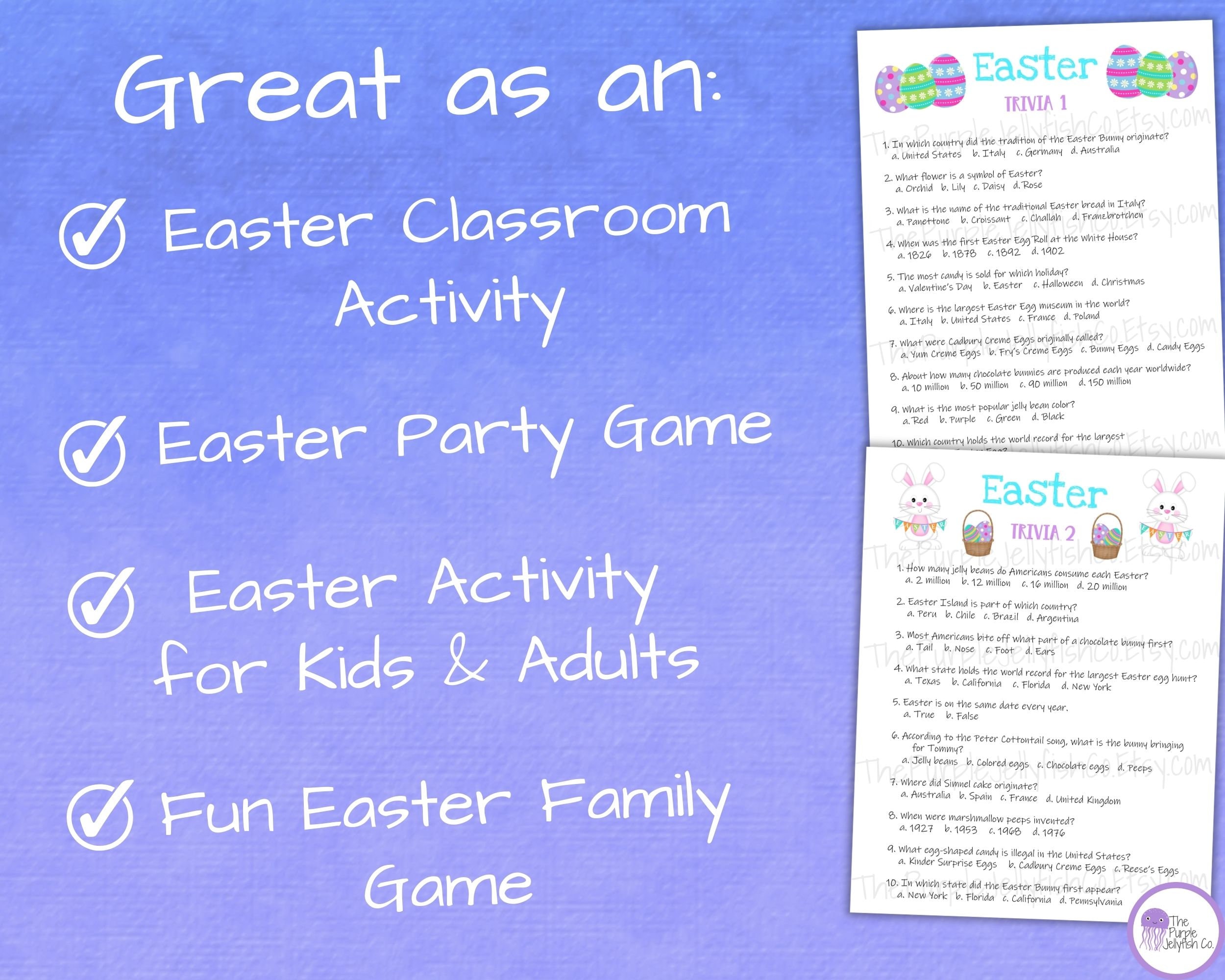 Easter Trivia Game Printable, Easter Activities for Kids & Adults ...