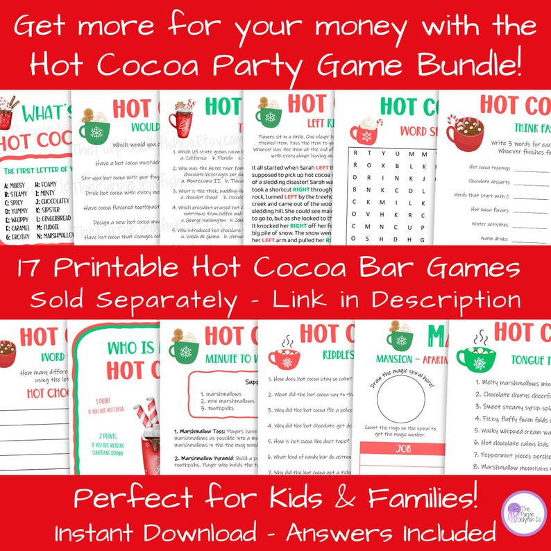 Hot Cocoa Christmas Trivia Game, Winter Party Games, Hot Chocolate Bar ...
