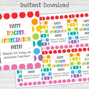 Teacher Appreciation Week Gift Tag, Teacher Appreciation Card Printable ...