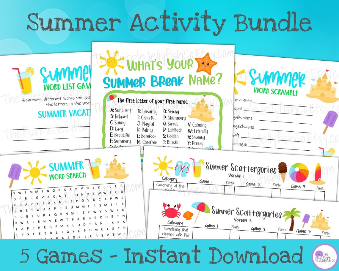 Summer Activities for Kids, Printable Summer Games, End of Year ...