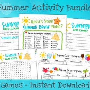 Summer Activities for Kids, Printable Summer Games, End of Year ...
