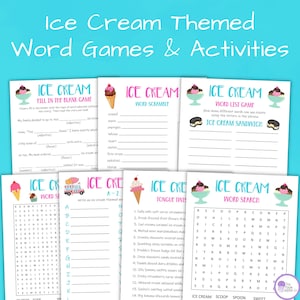 Ice Cream Party Printable Game Bundle for Kids & Adults, Ice Cream ...