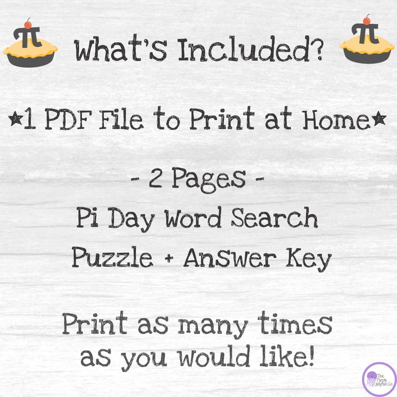 Pi Day Word Search Printable, Word Search Puzzle for Kids & Adults, Pi ...