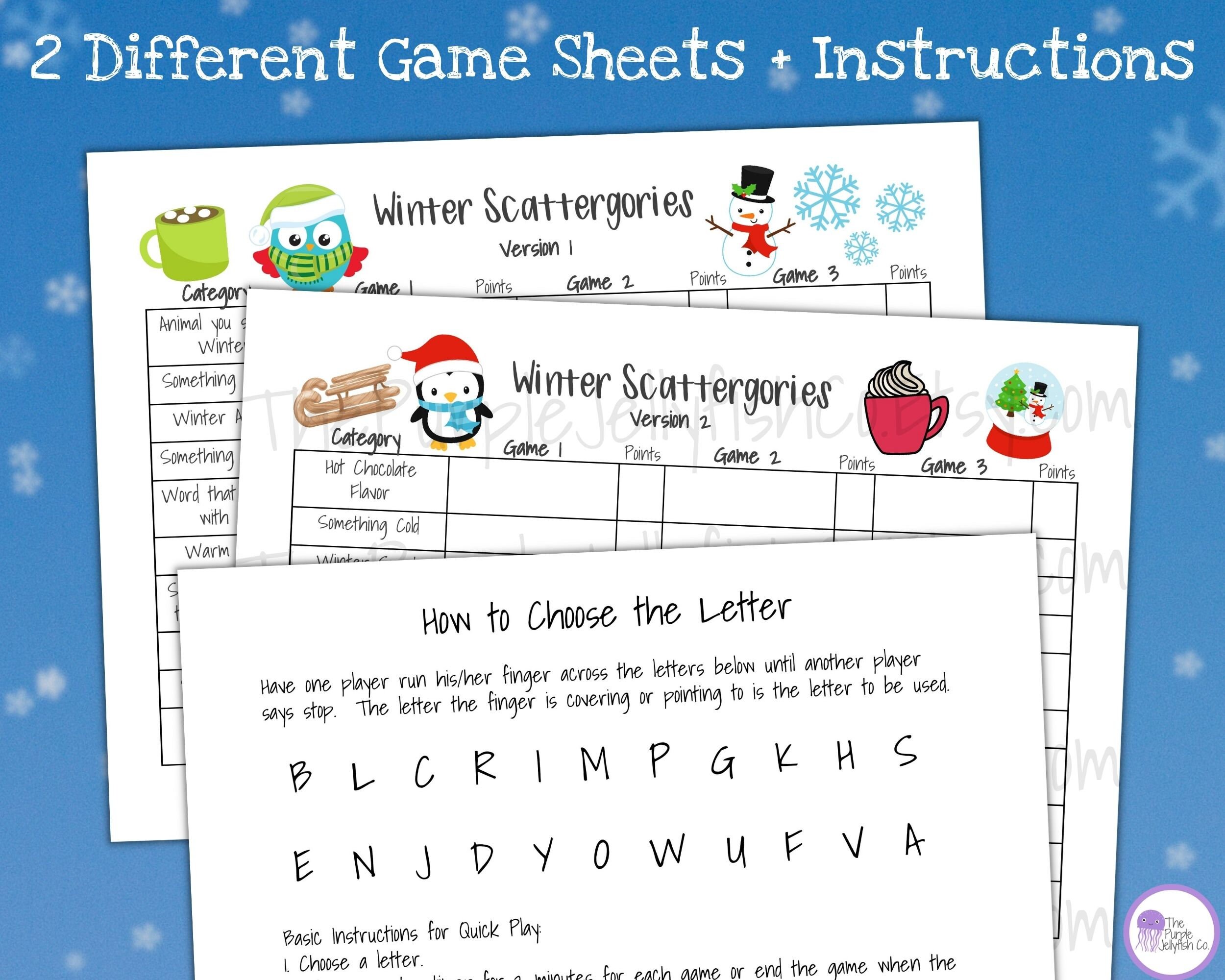 Winter Scattergories for Kids, Christmas Games for Group, Scattergories ...