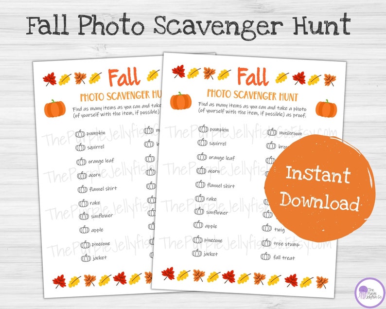 Fall Photo Scavenger Hunt for Teens, Printable Fall Game for Kids ...