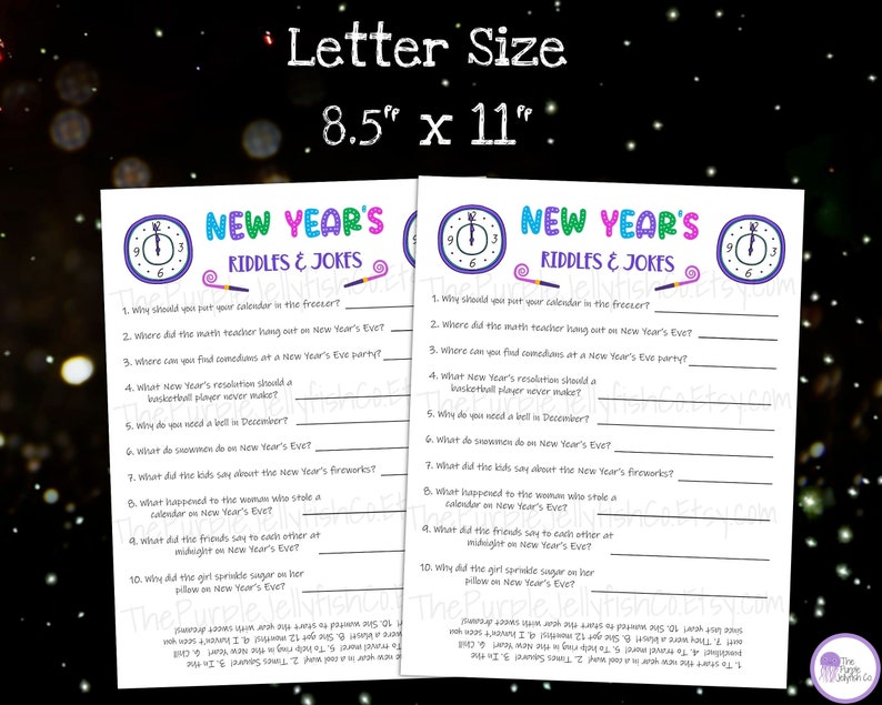 New Years Jokes for Kids, Printable New Years Eve Games, New Years ...