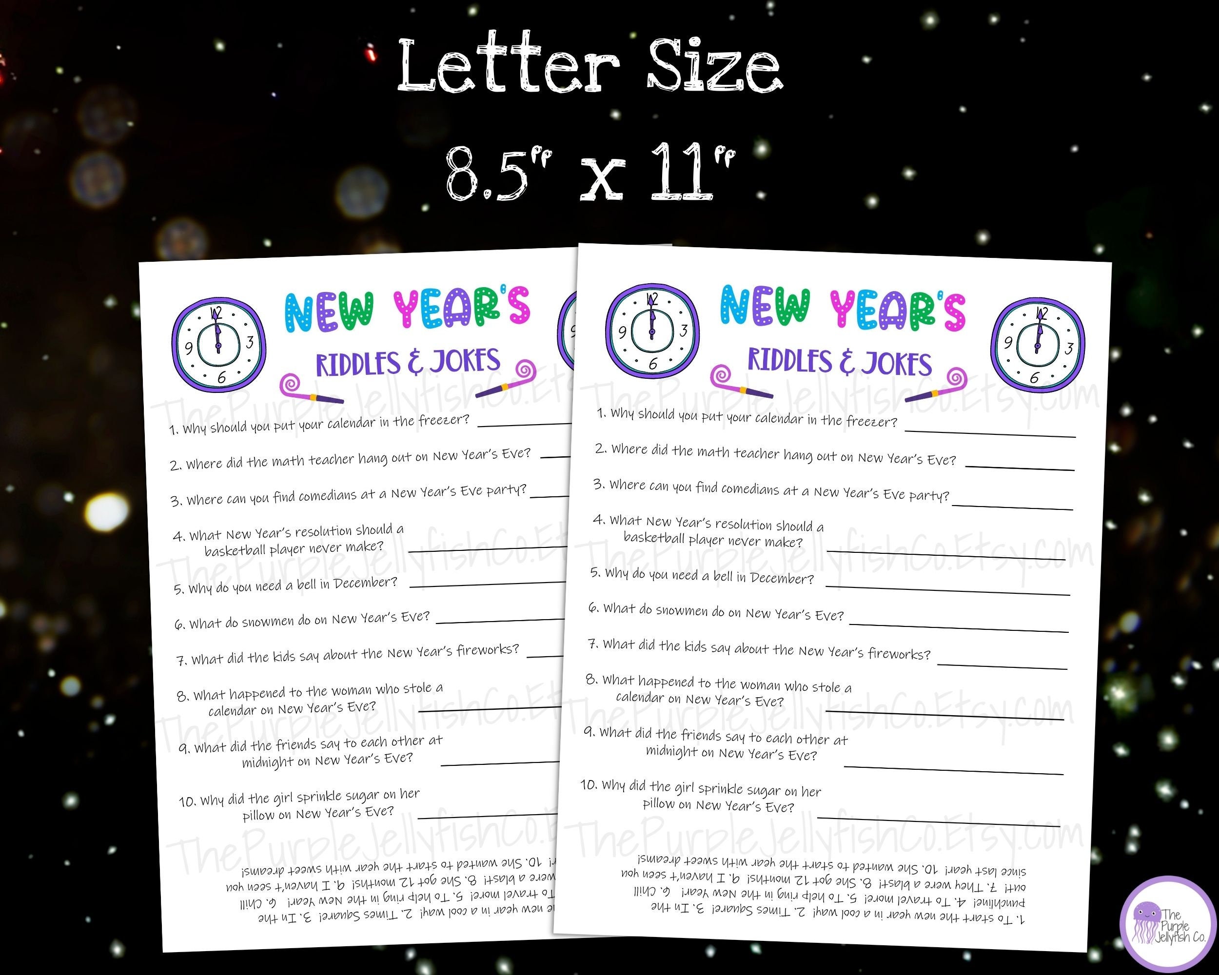 New Years Jokes for Kids, Printable New Years Eve Games, New Years ...