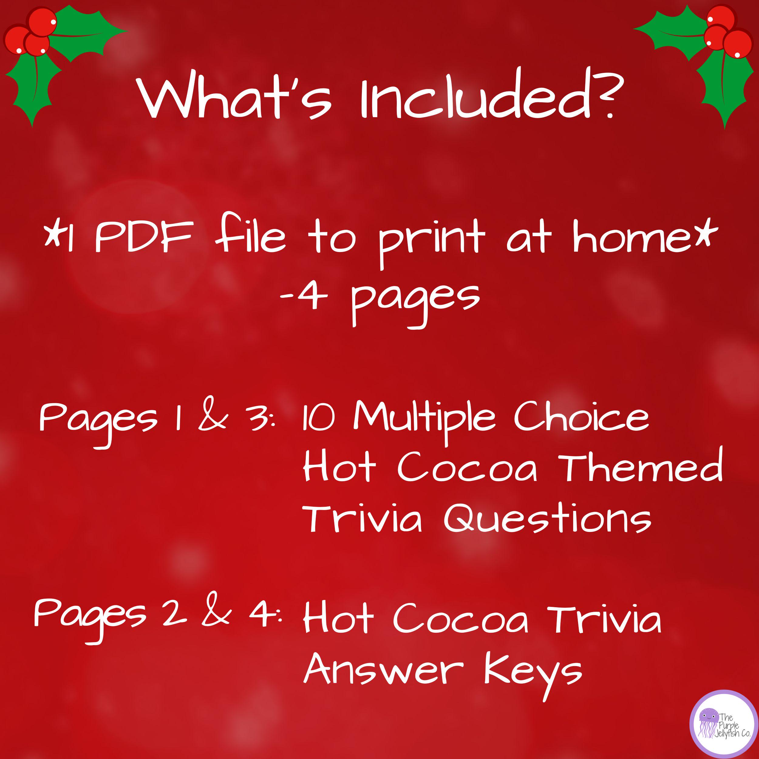 Hot Cocoa Christmas Trivia Game, Winter Party Games, Hot Chocolate Bar ...