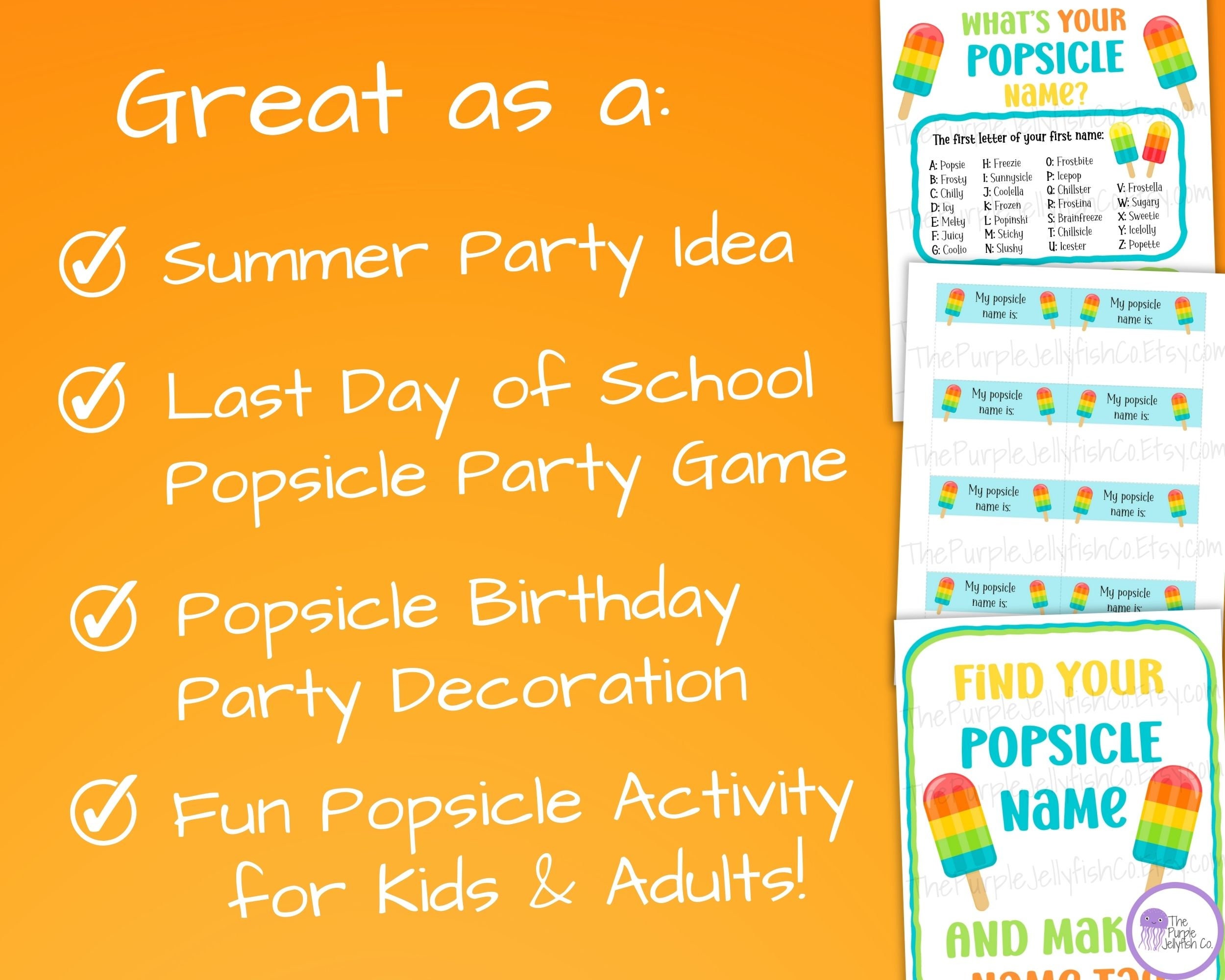 Popsicle Party Idea, What's Your Name Game Sign Name Tags, Summer Decor ...
