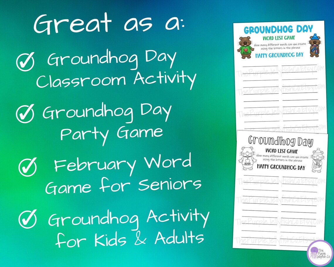 Groundhog Day Word List Game, Printable Activity for Kids & Adults ...