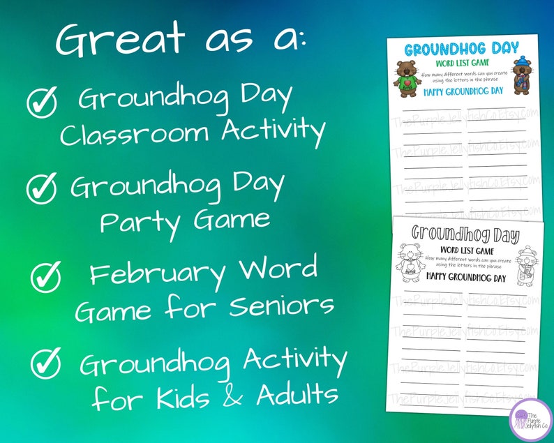 Groundhog Day Word List Game, Printable Activity for Kids & Adults ...