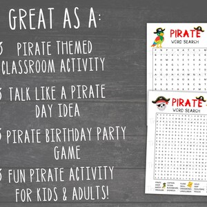 Pirate Word Search Printable, Talk Like a Pirate Day Activity for Kids ...