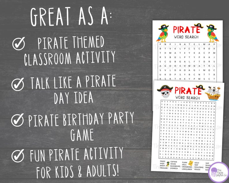 Pirate Word Search Printable, Talk Like a Pirate Day Activity for Kids ...
