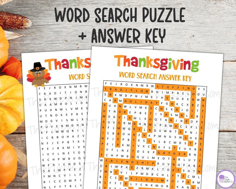 Thanksgiving Word Search, Printable Thanksgiving Game for Kids Adults ...