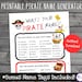 What's Your Pirate Name Game Talk Like a Pirate Day - Etsy