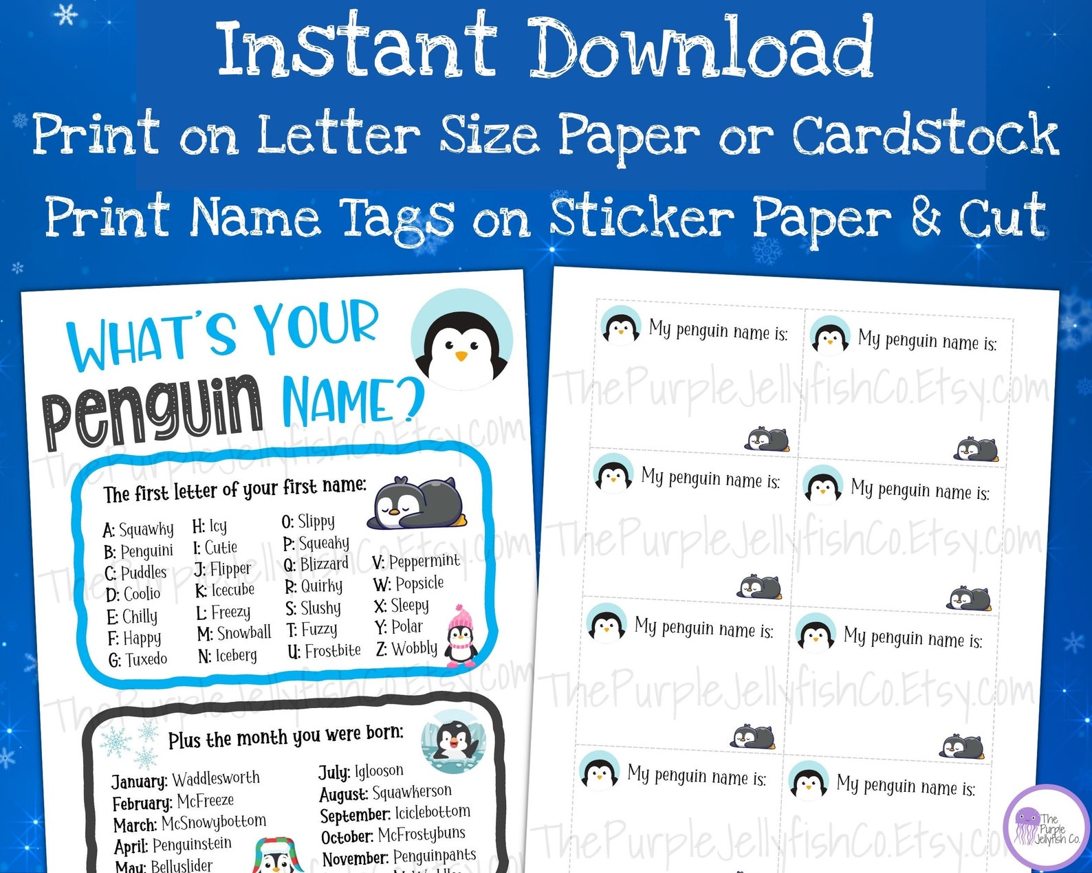What's Your Penguin Name Game, Printable Winter Activity for Kids ...