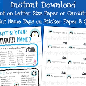 What's Your Penguin Name Game, Printable Winter Activity for Kids ...