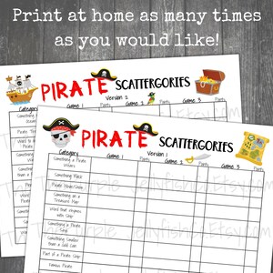Pirate Scattergories, Pirate Activity for Kids, Pirate Game, Pirate ...