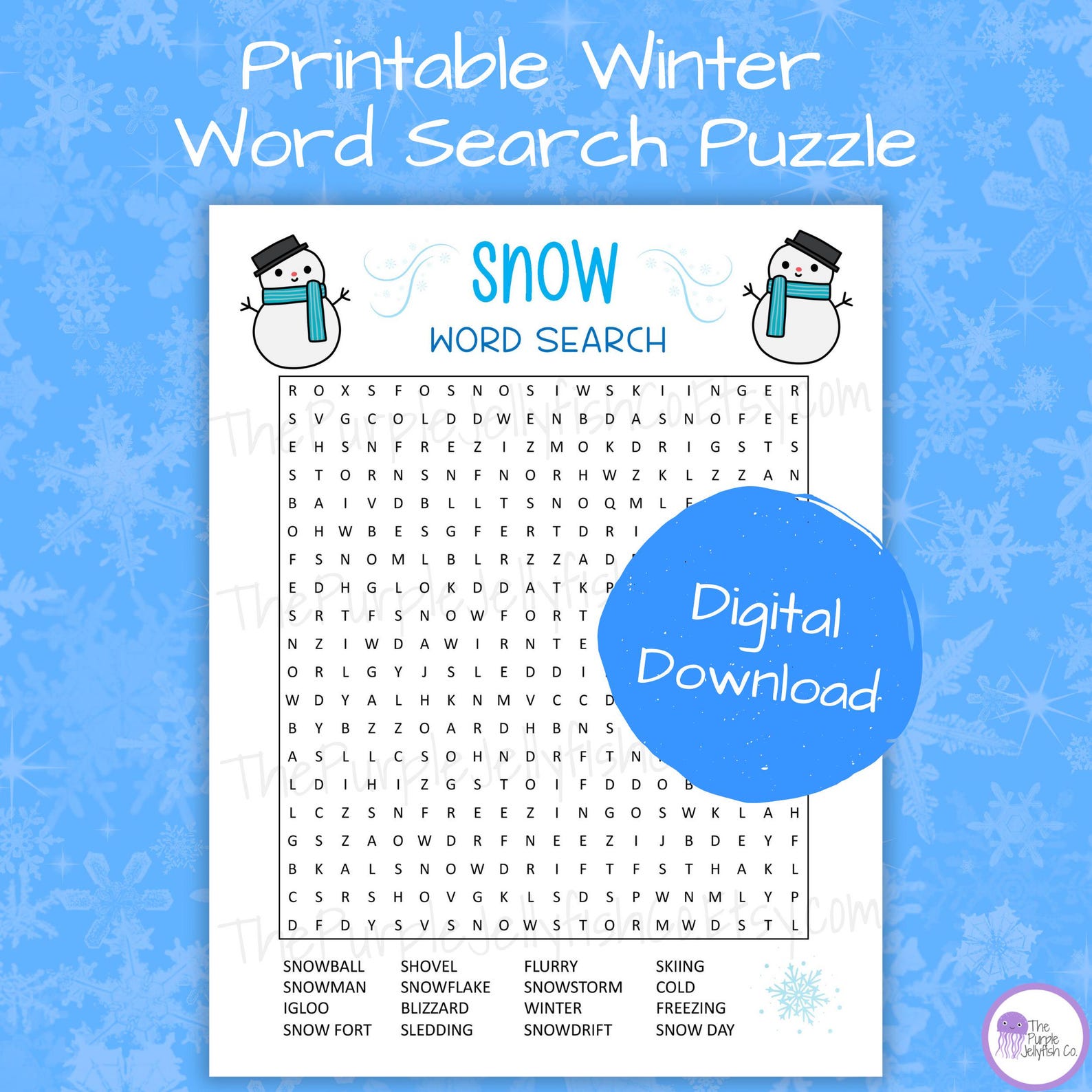 Winter Word Search Puzzle, Snow Games Winter Worksheet, Snow Day ...