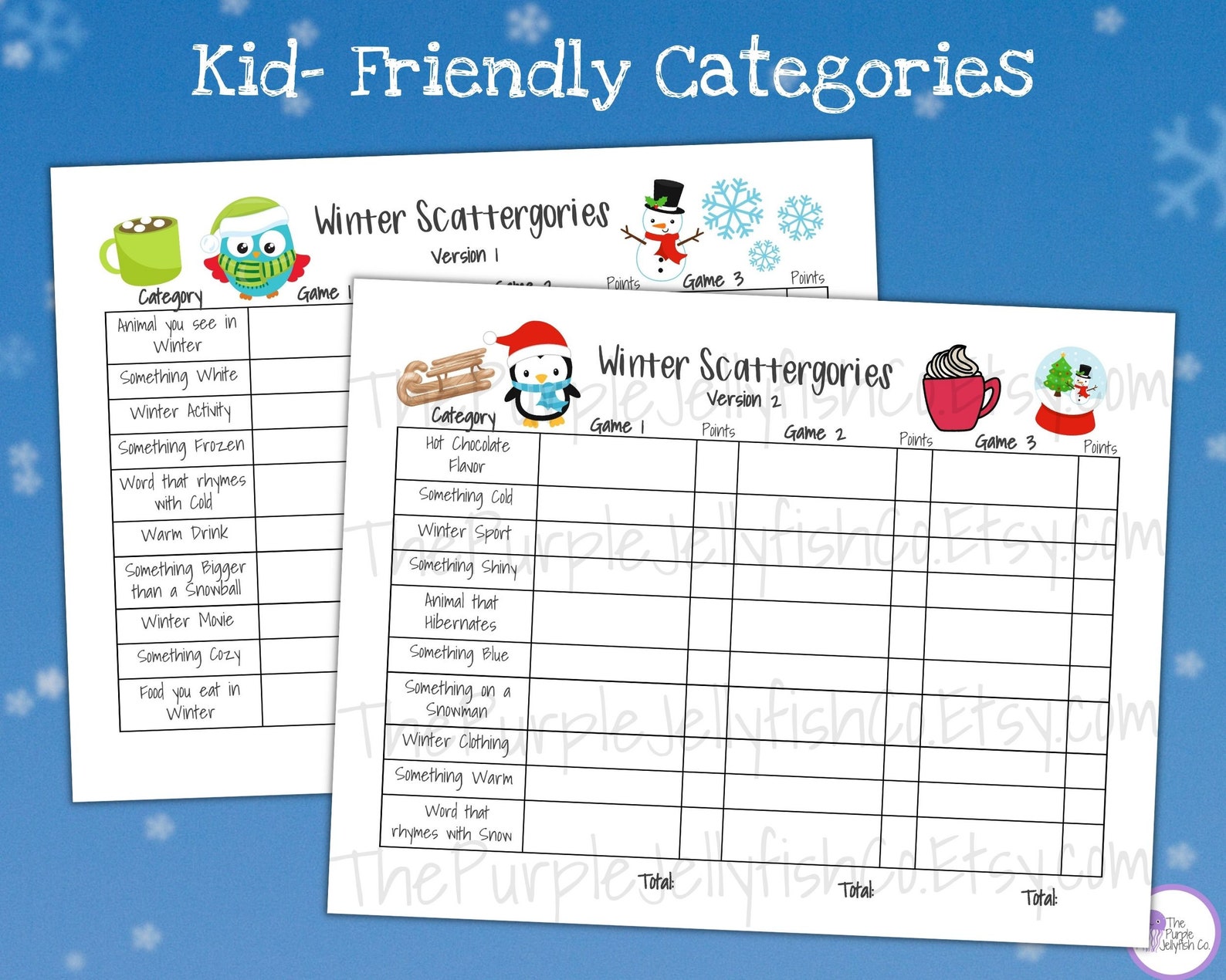 Winter Scattergories for Kids, Christmas Games for Group, Scattergories ...