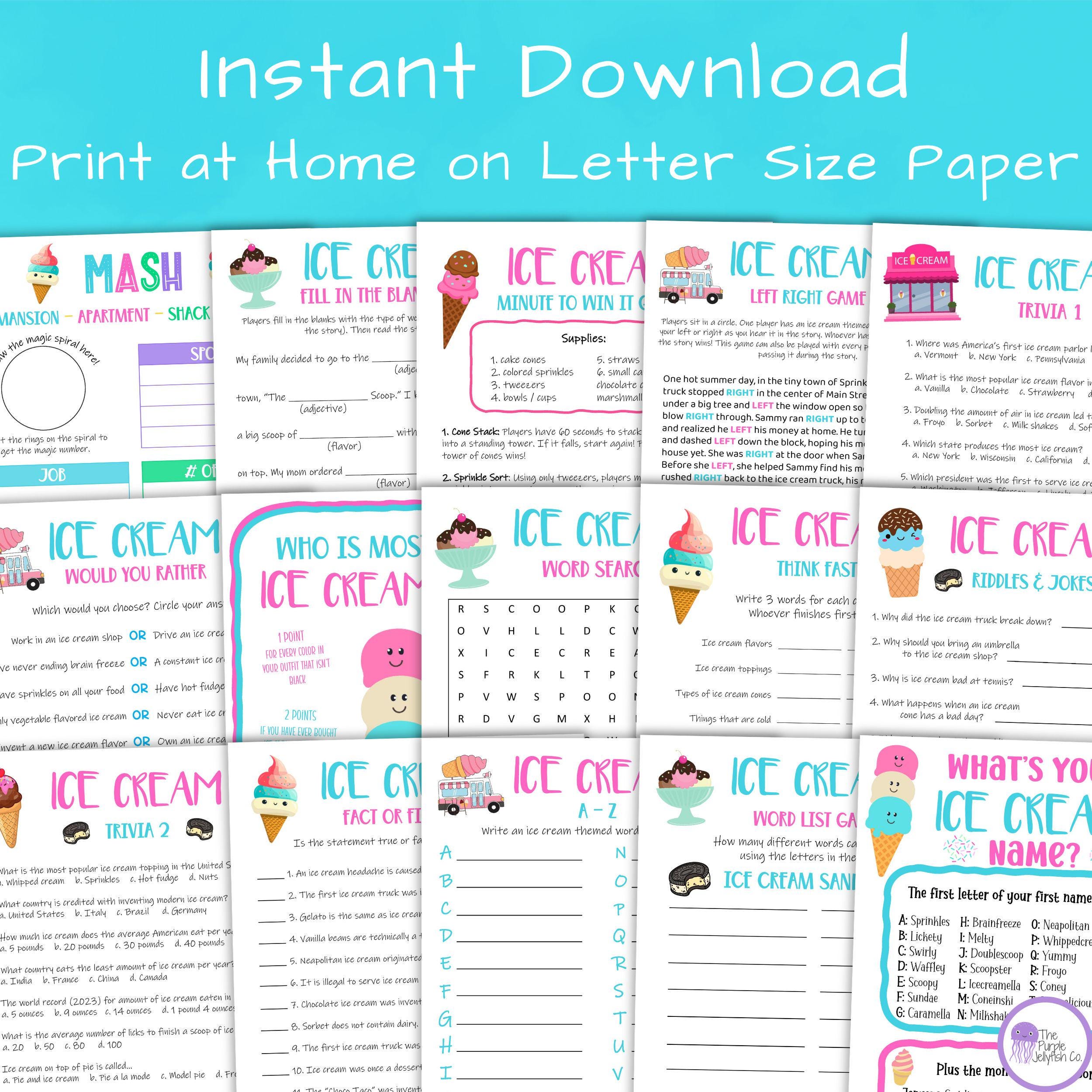 Ice Cream Party Game Bundle, Ice Cream Birthday Party Ideas, Ice Cream ...