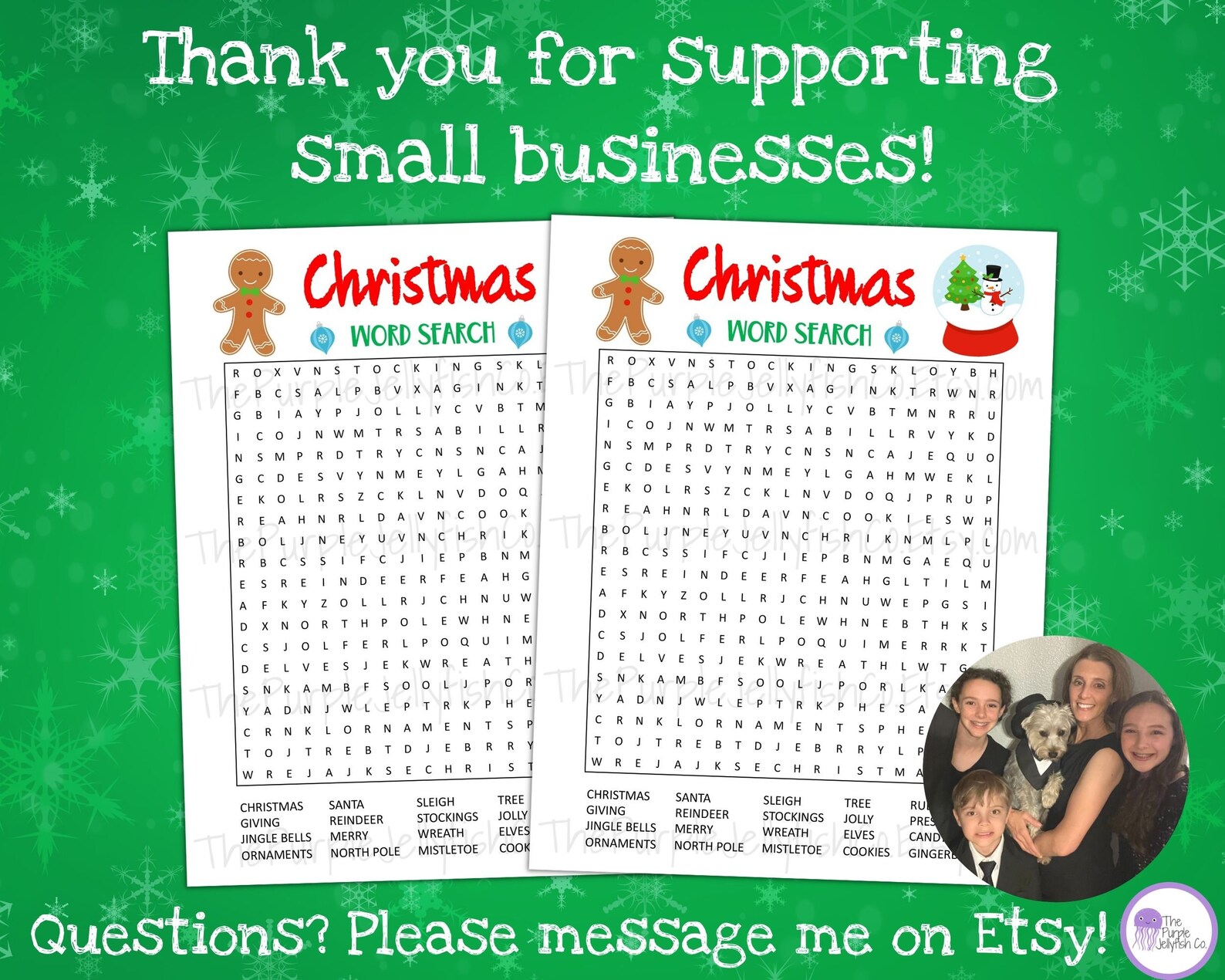 Christmas Word Search, Printable Christmas Game, Holiday Party Game ...