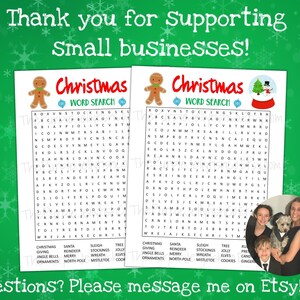 Christmas Word Search, Printable Christmas Game, Holiday Party Game ...