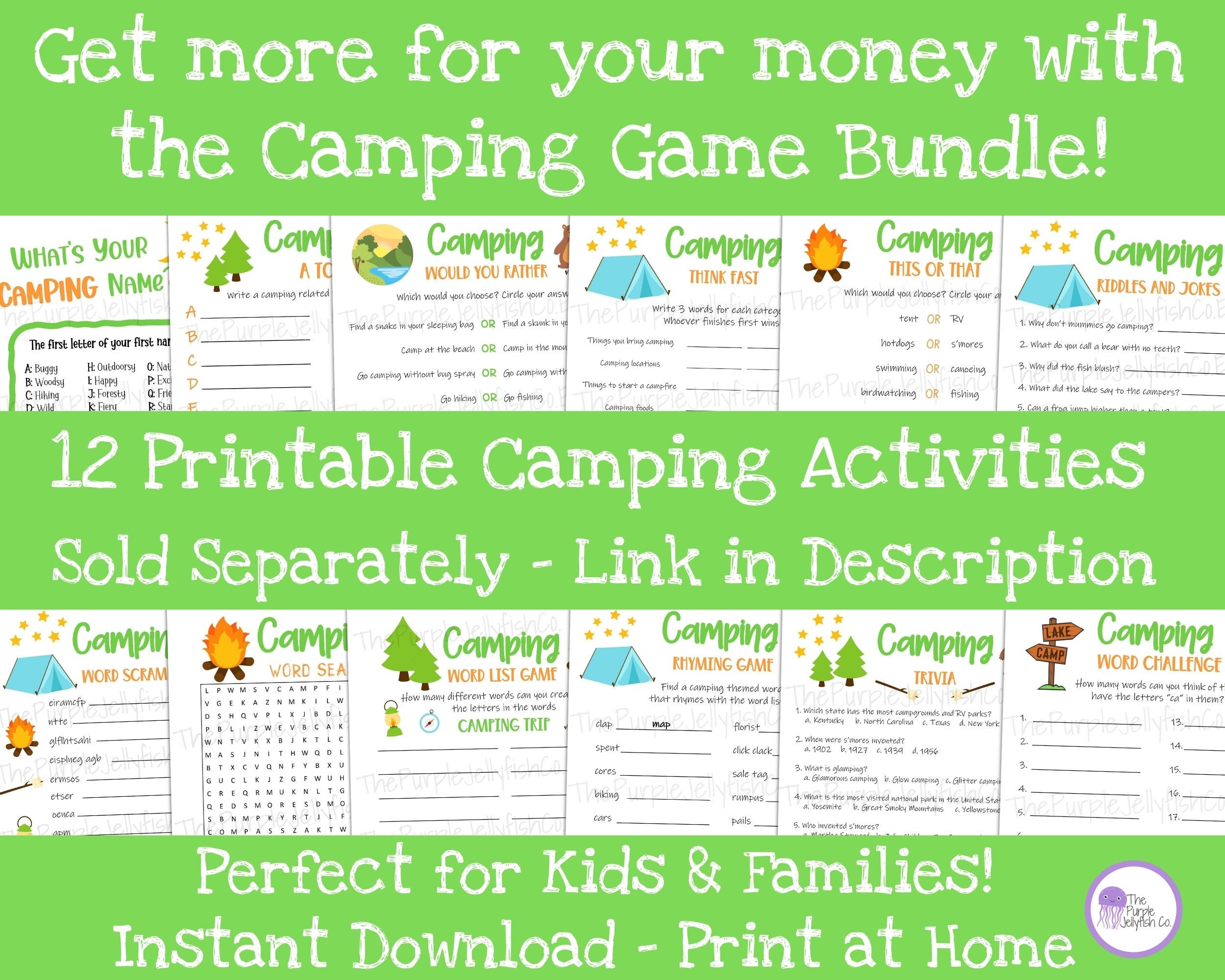 Camping Word Search Printable, Camping Activity for Kids, Summer Camp ...