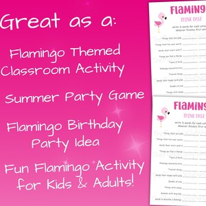 Flamingo Printable Think Fast Game for Kids Flamingo Birthday Party ...