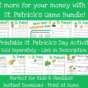 St Patricks Day Think Fast Game for Kids, St Patricks Party Idea, Saint ...