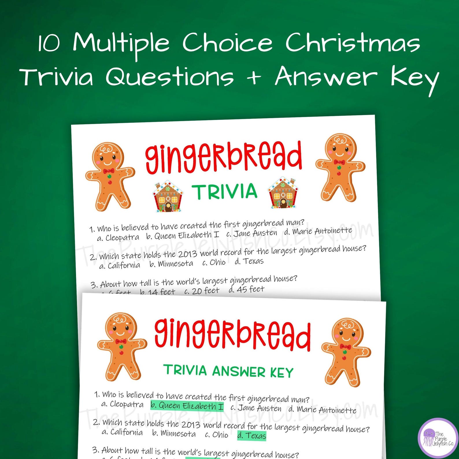 Gingerbread Trivia, Christmas Trivia Printable Game, Gingerbread House ...