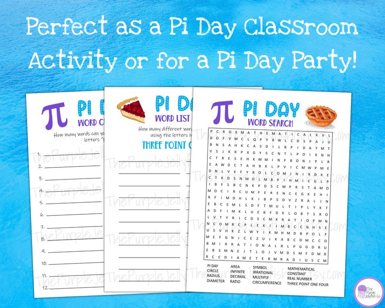 Pi Day Word Games Bundle, Printable Games for Kids, Word Game Printable ...