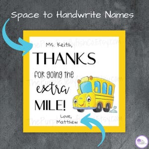 Bus Driver Appreciation Gift Tags, Printable Thank You Tags, School Bus ...