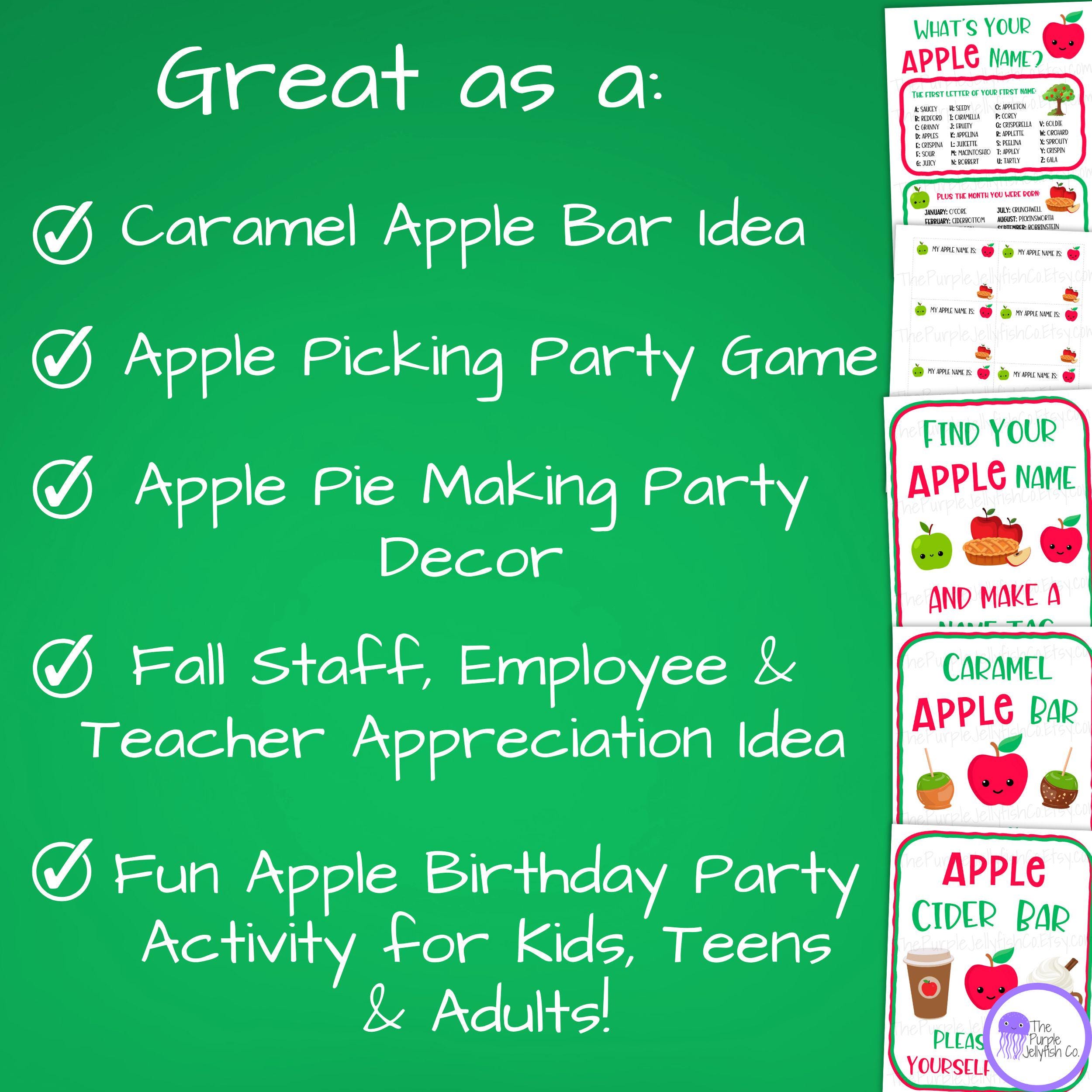 What's Your Apple Name Game Printable, Apple Party Decor, Apple Cider ...