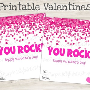 You Rock Valentine Tag, Classroom Valentines Cards for Kids Printable ...