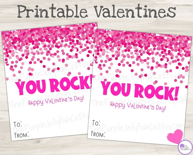 You Rock Valentine Tag, Classroom Valentines Cards for Kids Printable ...