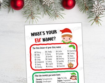 Holiday Elf Name Chart - Etsy