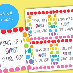 Thanks for a Sweet School Year Gift Tag, Teacher Appreciation Printable ...