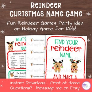 Whats Your Reindeer Name Game, Christmas Reindeer Printable Activity ...
