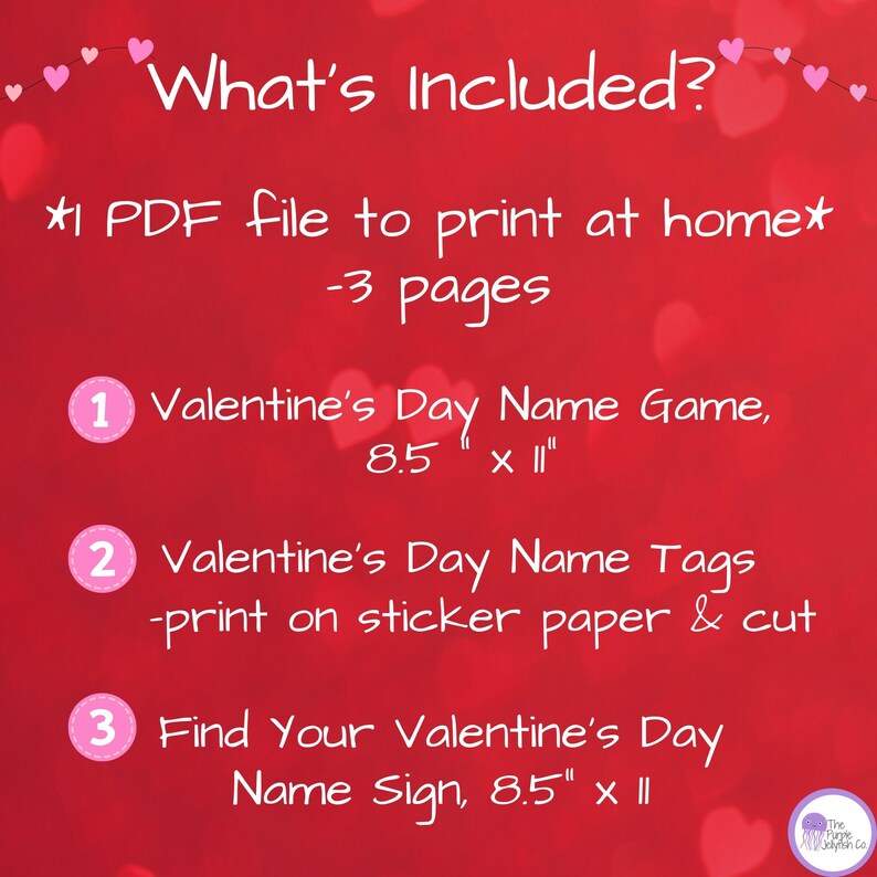Whats Your Valentine's Day Name Game Sign & Name Tags, Printable ...
