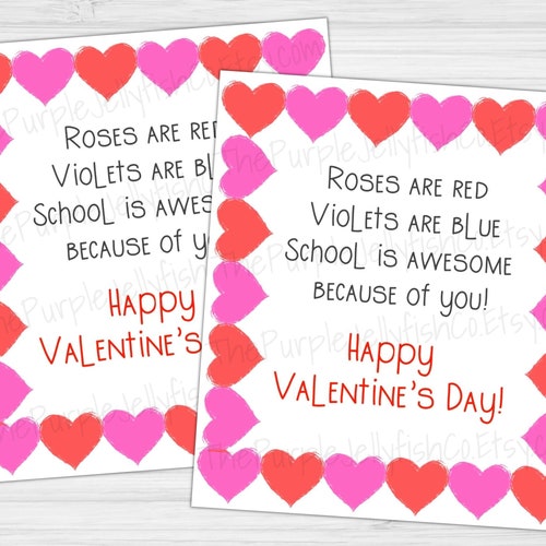 Valentine Teacher Tag. Printable Gift Tags for Valentines Day. - Etsy