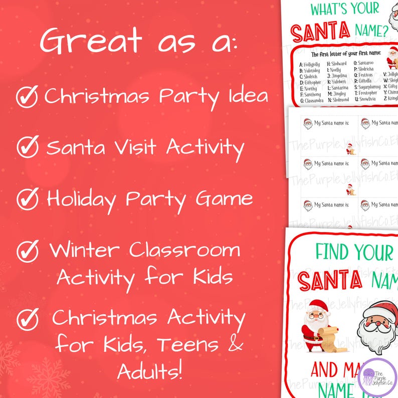 Whats Your Santa Name Game, Christmas Name Game Sign, Christmas ...
