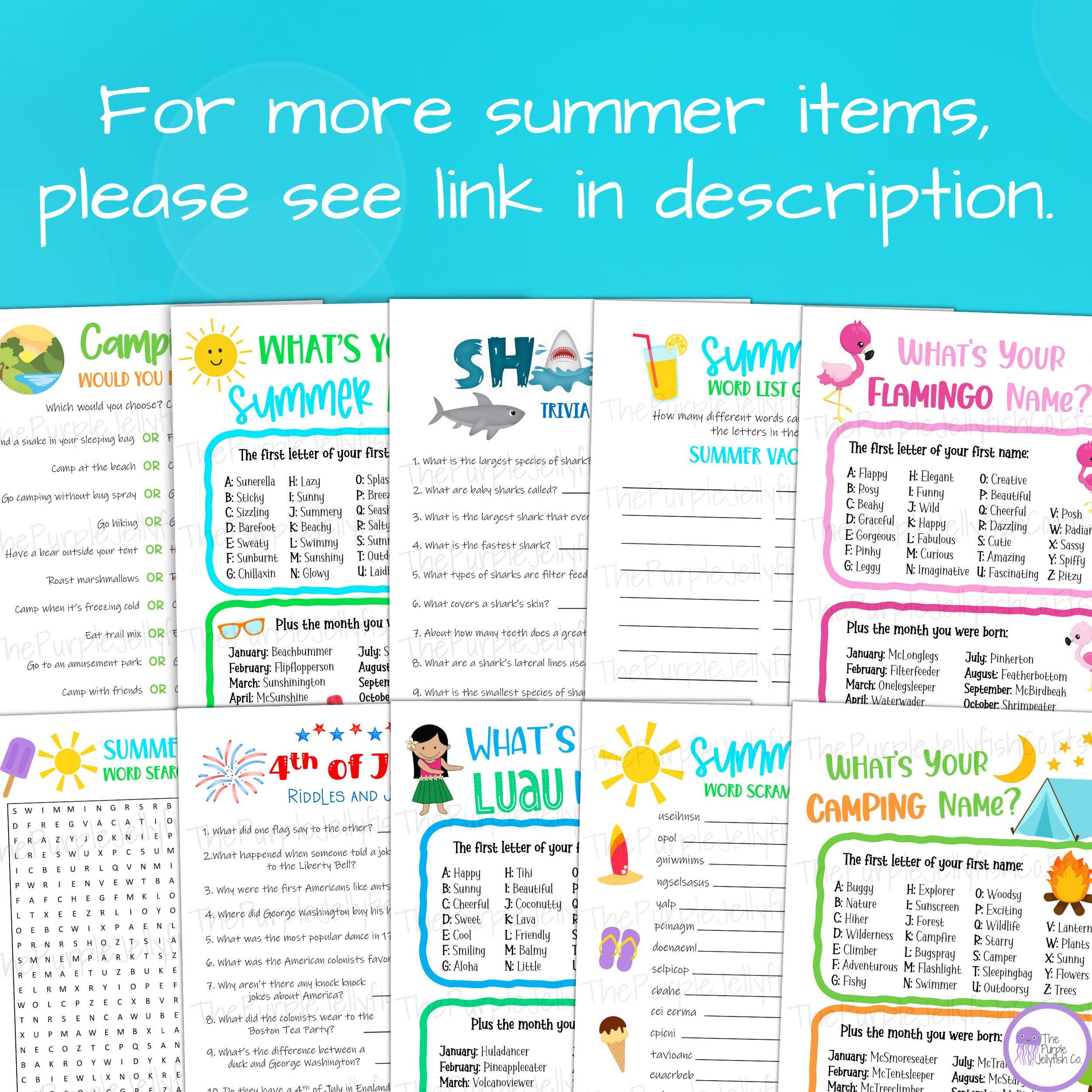 Summer Jokes for Kids, Printable Summer Activity, Summer Party Idea ...
