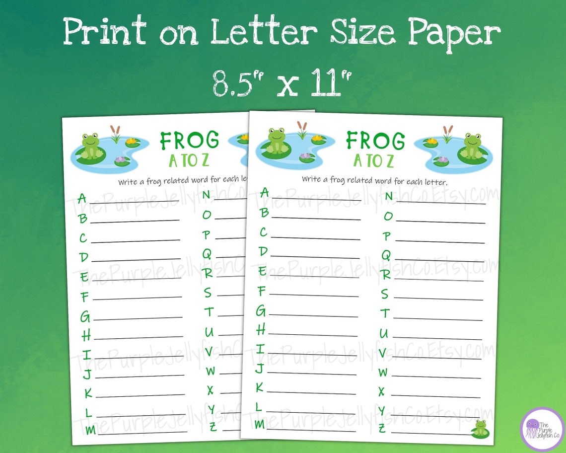 Frog A to Z Game, Printable Word Game for Kids, Frog Classroom Activity ...