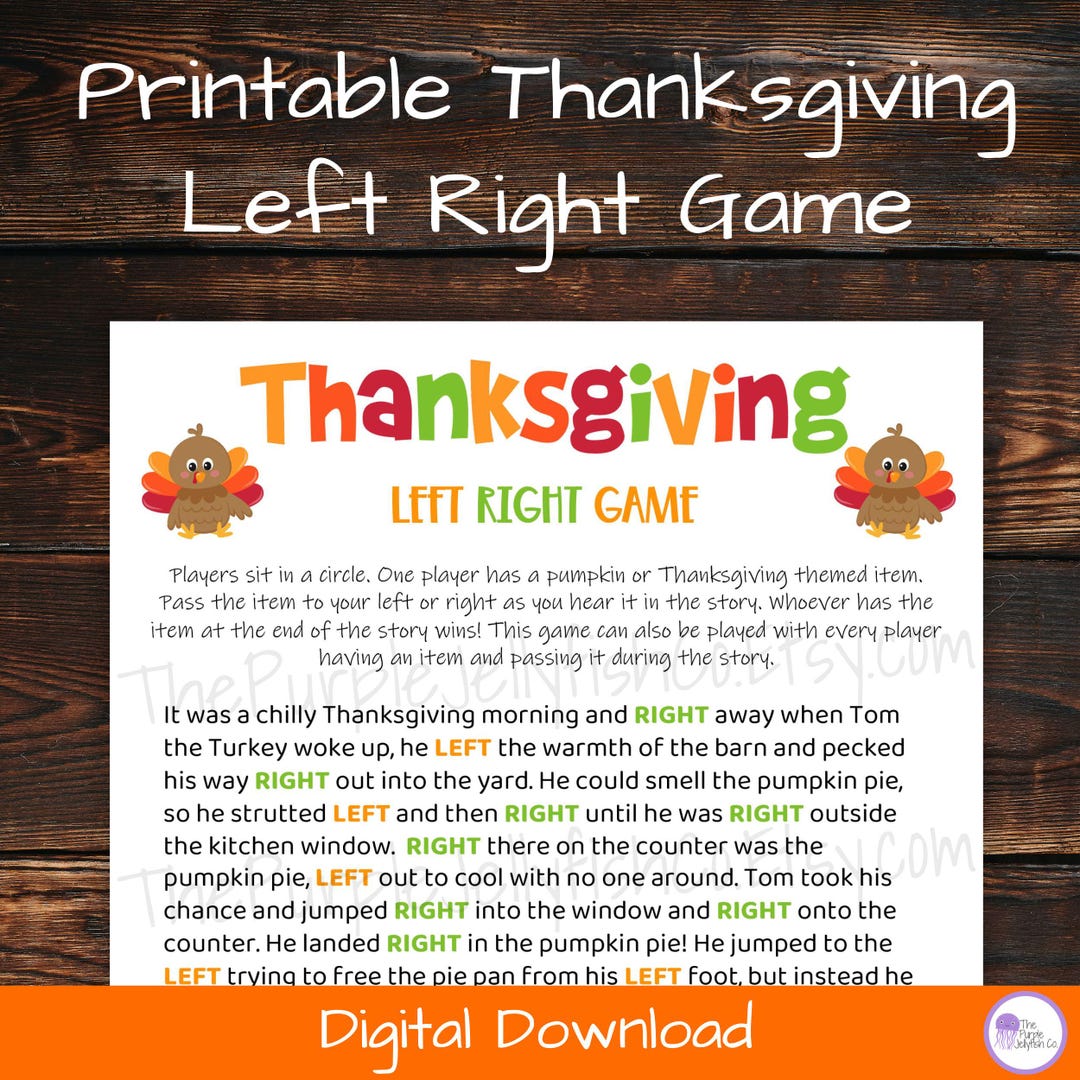 Thanksgiving Left Right Game Printable, Turkey Thanksgiving Activity ...