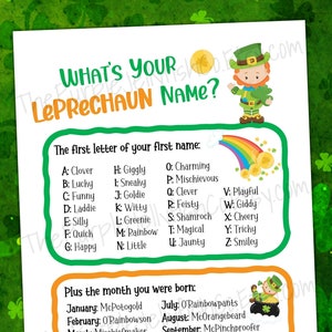 Leprechaun Name Game Printable St. Patrick's Day Game for | Etsy