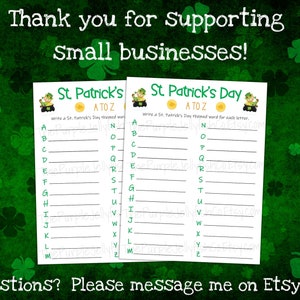 A to Z Game St Patricks Day, Printable St Patricks Day Game for Kids ...