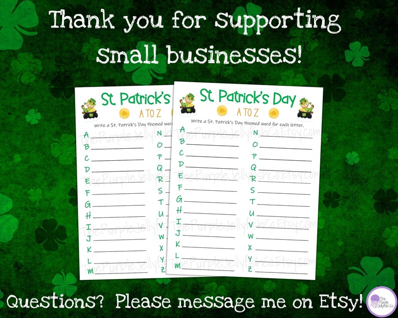 A to Z Game St Patricks Day, Printable St Patricks Day Game for Kids ...