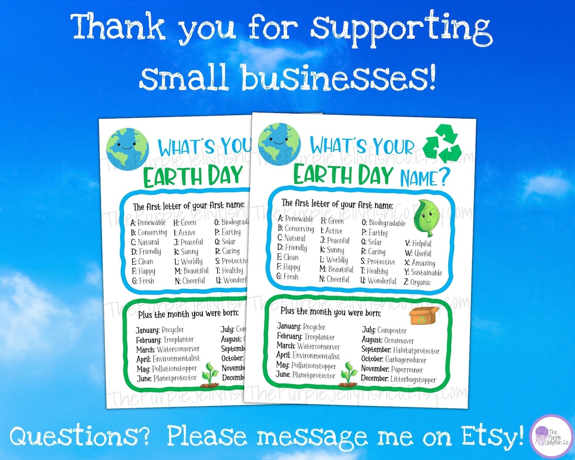 Earth Day Name Game Spring Activity for Kids Earth Day - Etsy