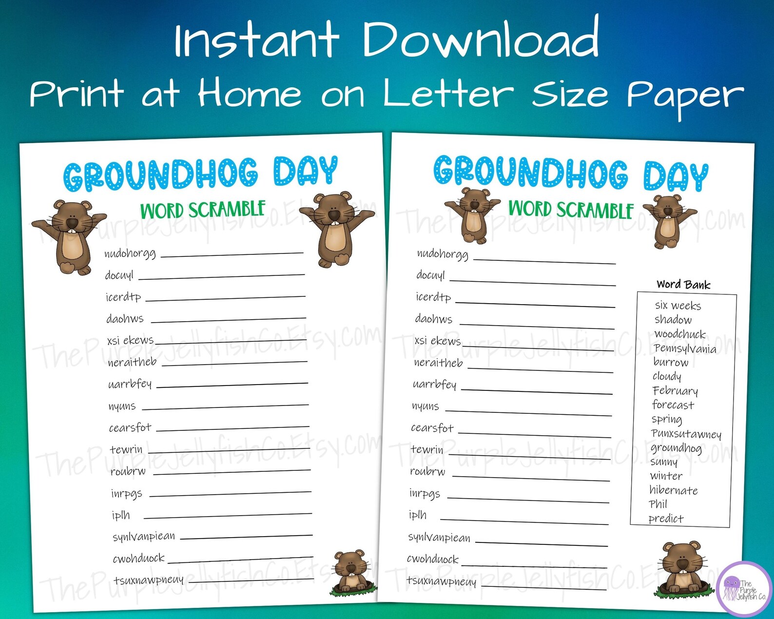 Groundhog Day Word Scramble for Kids, Printable Groundhog Activity ...